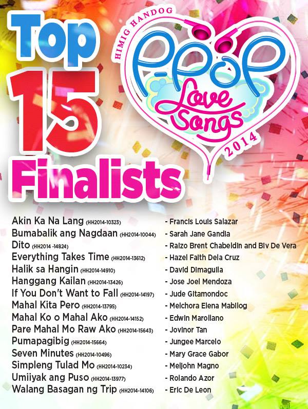 Himig Handog P Pop Love Songs 2014 Top 15 Finalists PhilNews Himig Handog P Pop Love Songs 2014 Top 15 Finalists PhilNews