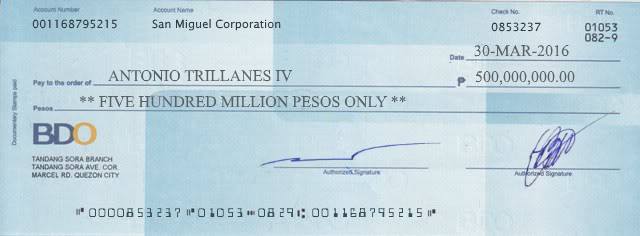 San Miguel Corp. Denies Giving P500 Million Check to Sen. Trillanes ...