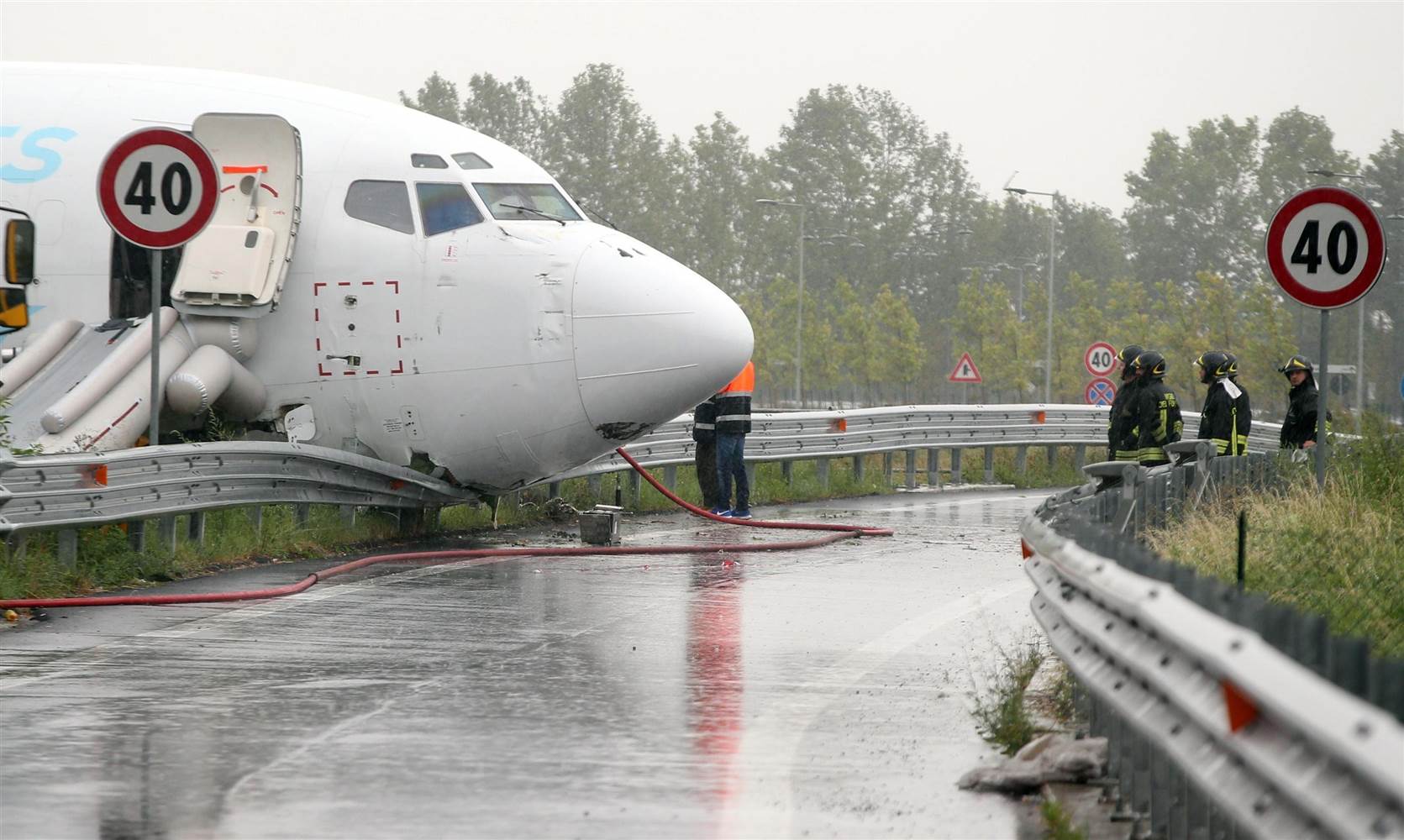 Cargo Plane Overshoots Runway in Italy, crew unharmed