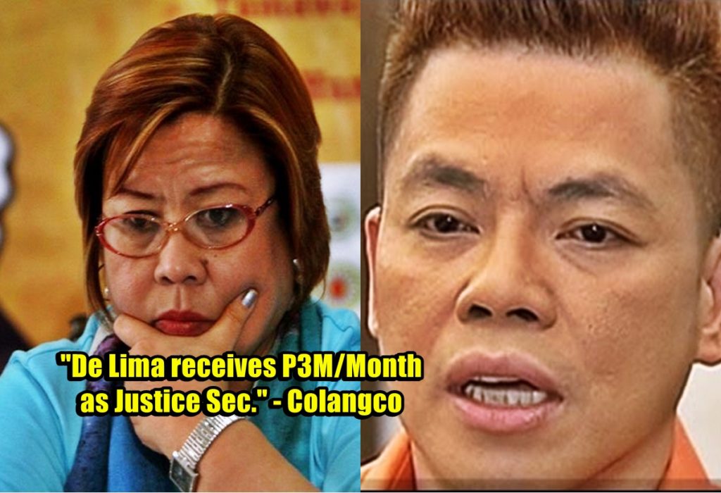 De Lima Received P3M Per Month As Justice Secretary, Colangco Says