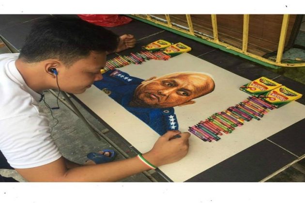 Pinoy Artist Creates PNP Bato-Inspired Drawing Using Crayons And Paper