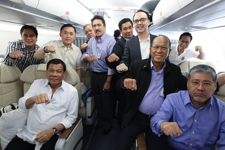 Officials With President Duterte During Flight To Myanmar