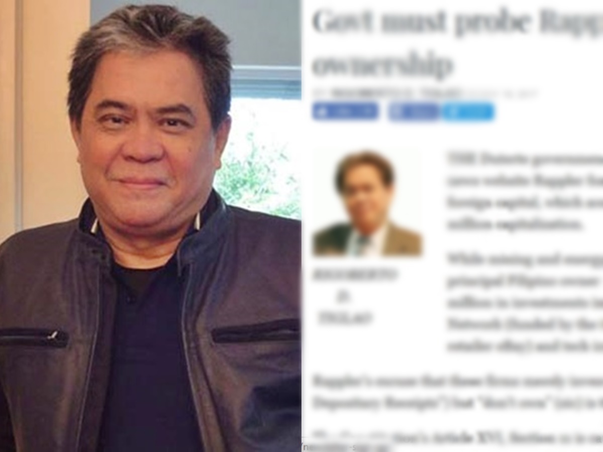 Tiglao Asserts 'Duterte Government Must Investigate' Rappler