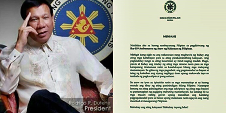 MUST READ! President Rodrigo Duterte Message For Independence Day