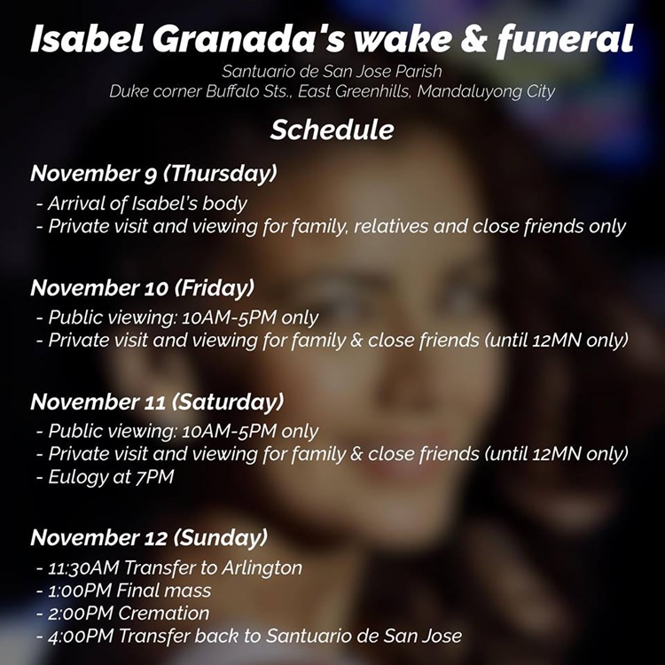 Isabel Granada To Receive Military Honors, Viewing Schedule For Her ...