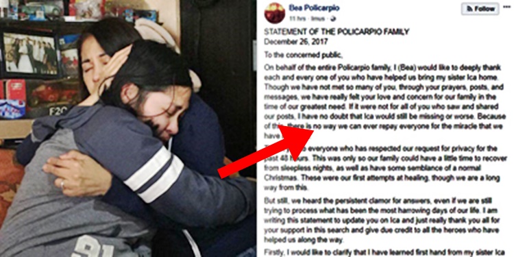 Ica Policarpio's Family Releases Official Statement Denying ...