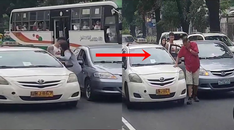 Female Motorist Slaps Old Taxi Driver During Road Rage