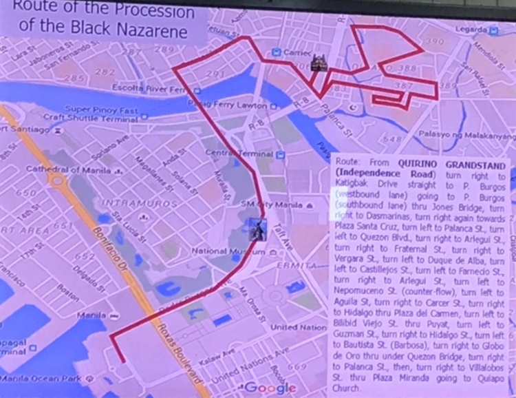 Black Nazarene’s Procession Route On January 9 Shown By MPD