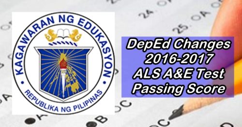DepEd Changes 2016 2017 ALS A E Test Passing Score