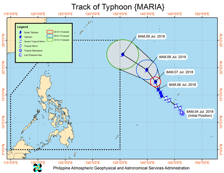 PAGASA Releases Track Of Typhoon Maria As It Enters PH On Monday