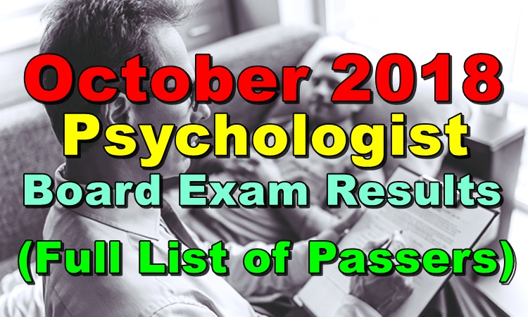 Psychologist Board Exam Results October 2018 (Full List of Passers)