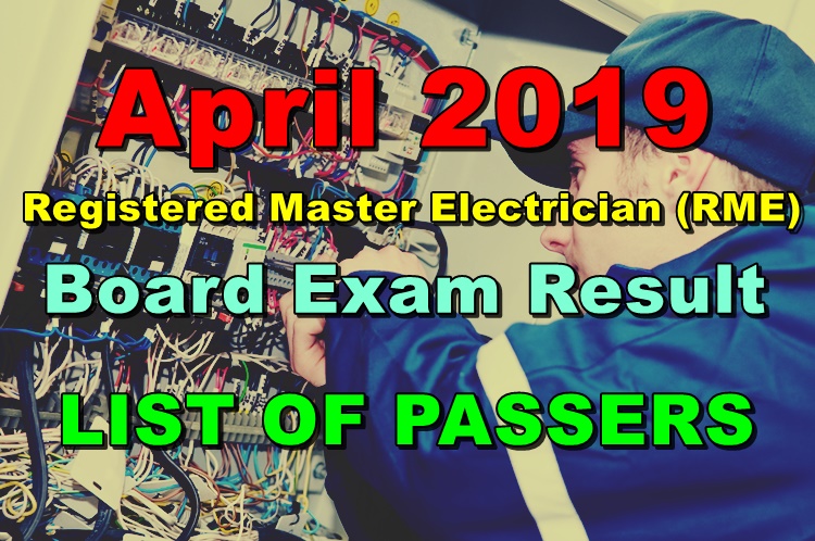 Registered Master Electrician Board Exam Result April 2019 - List of ...