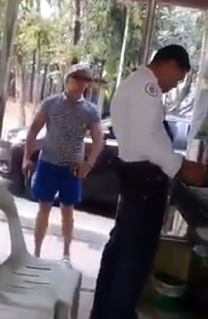 Angry Man Cursing A Security Guard Caught On Video