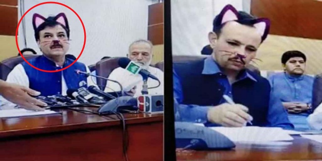 Pakistani Politician Goes Live With Cat Filter On By Accident