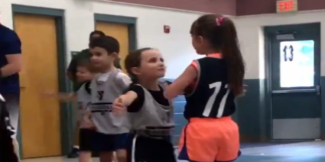 VIRAL: Adorable Kid Keeps Tight Defense During Basketball Match