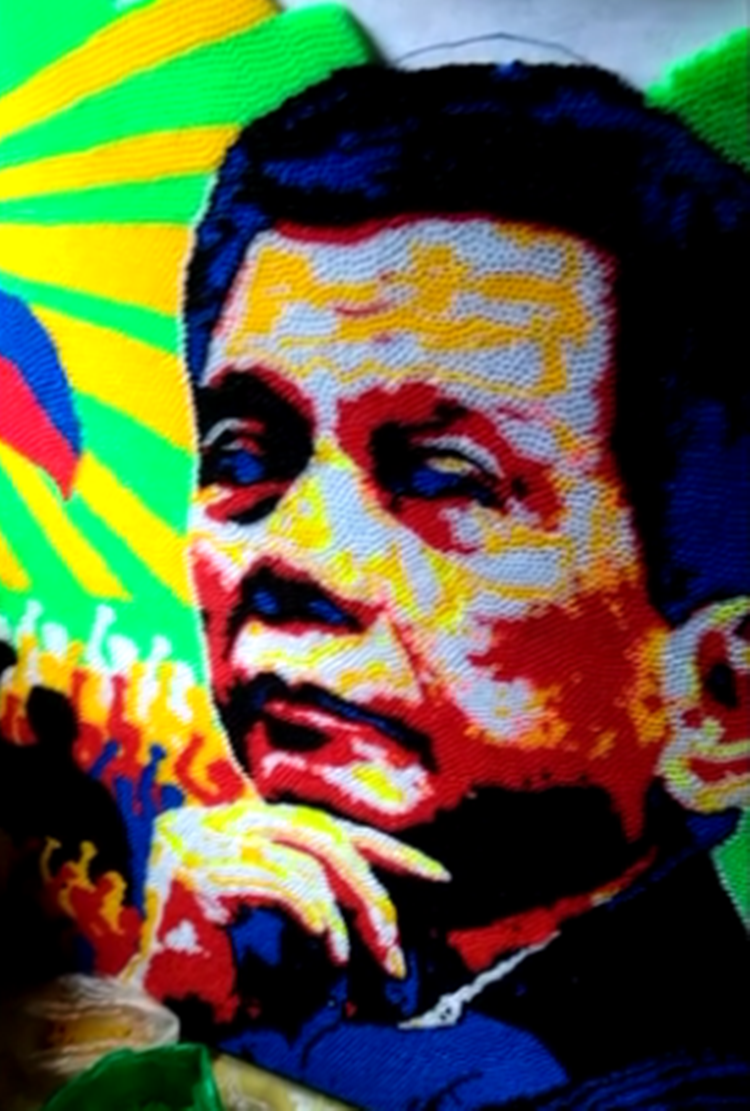 Pinoy Artist Makes Stunning Straw Mural of President Duterte