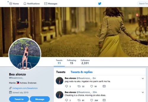 Bea Alonzo Warns Netizens About Fake Twitter Accounts