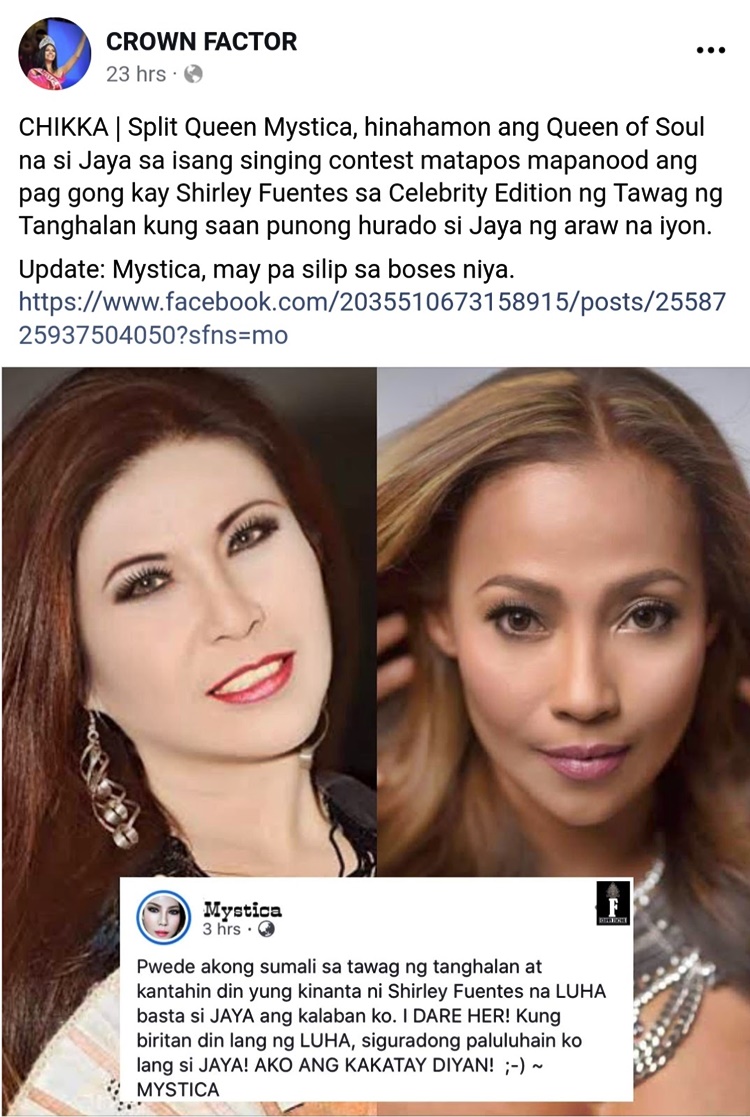 Tawag Ng Tanghalan: Mystica Angry Over Jaya's Gong To Shirley Fuentes