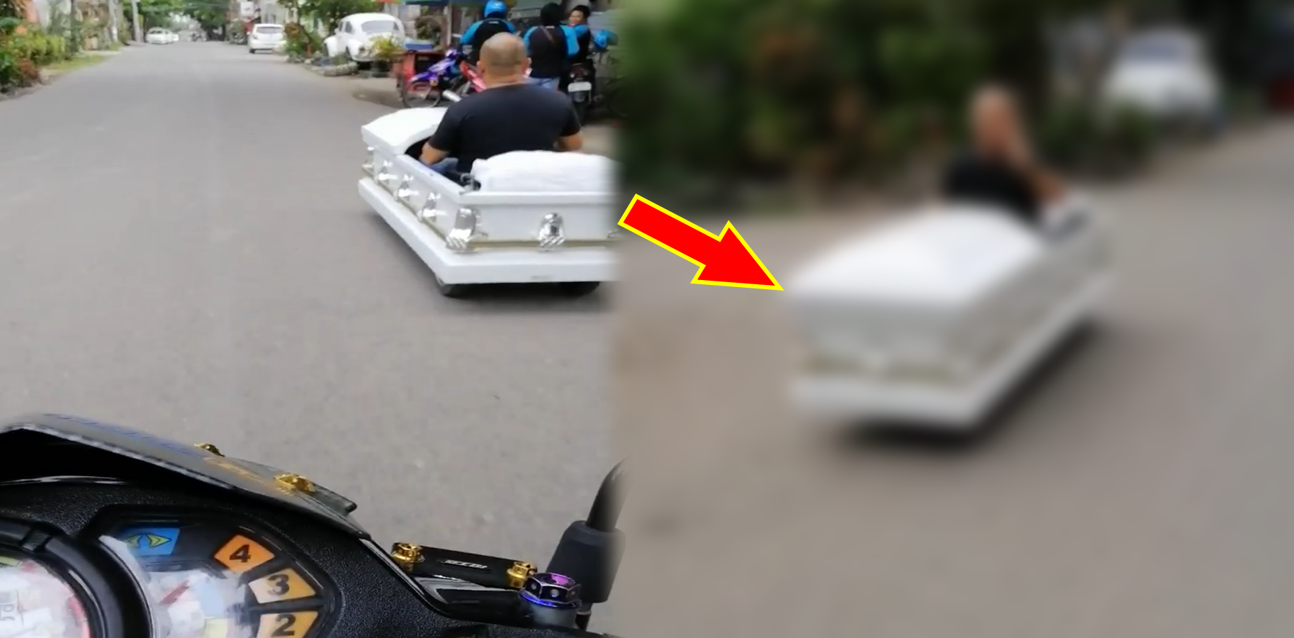 Witty Driver Riding a Vehicle Made of Coffin Goes Viral on Social Media