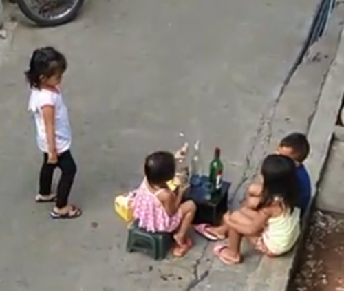 Young Children Caught on Camera Drinking Alcoholic Beverages