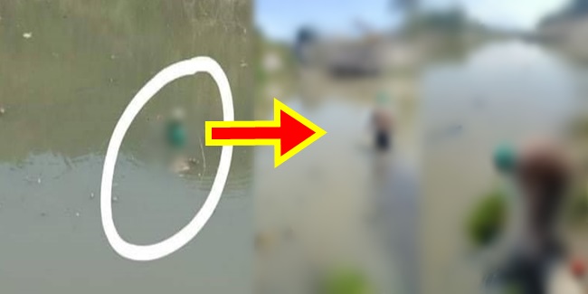 Man Desperately Tries To Catch Fish In Dirty River (Photos)
