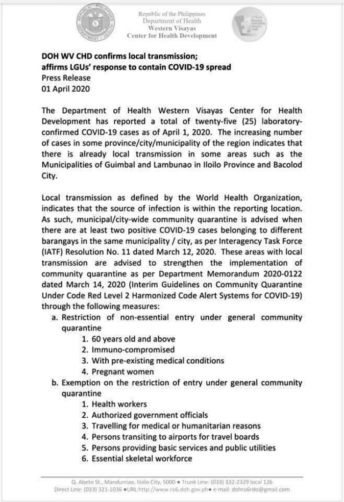 Bacolod City Reports First Death Due To COVID-19