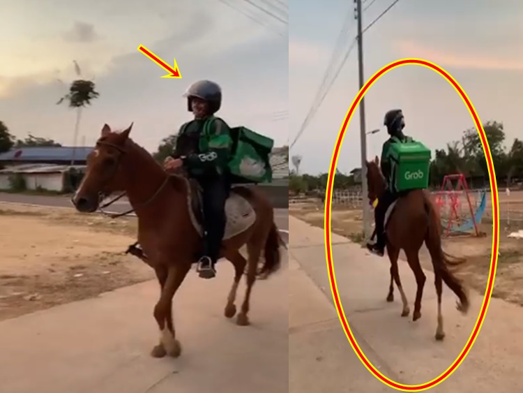 Grab Food Rider Riding Horse Goes Viral Online - PhilNews