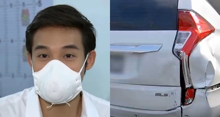 Ken Chan Involve in Accident, L300 van Bumps his Mitsubishi Montero