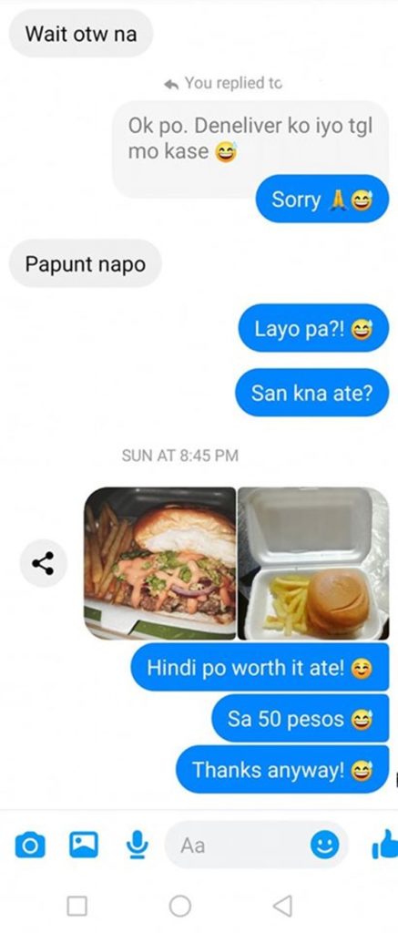Male Netizen Complains After Receiving Food Not Exactly What's In the ...
