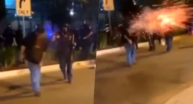 Protester Gets Flash-Bang To His Face After Being Pepper-Sprayed