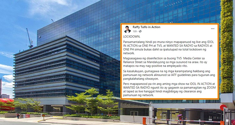 TV5 Network Lockdown due to Employees who Test Positive for COVID-19