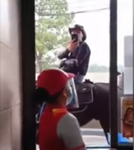 Customer Riding Horse While Ordering at Drive-Thru Goes Viral