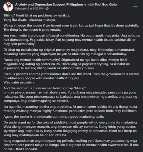 Tililing Movie: Mental Health Group Recreates Controversial Poster