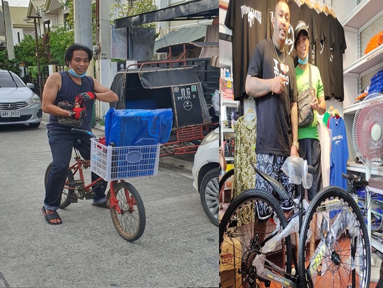 Delivery Rider Using Old Bicycle to Deliver Orders Receives New Bike