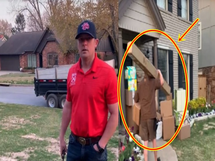 Woman Tries to Prank Husband w/ Fake Packages, Delivery Man Shows Up
