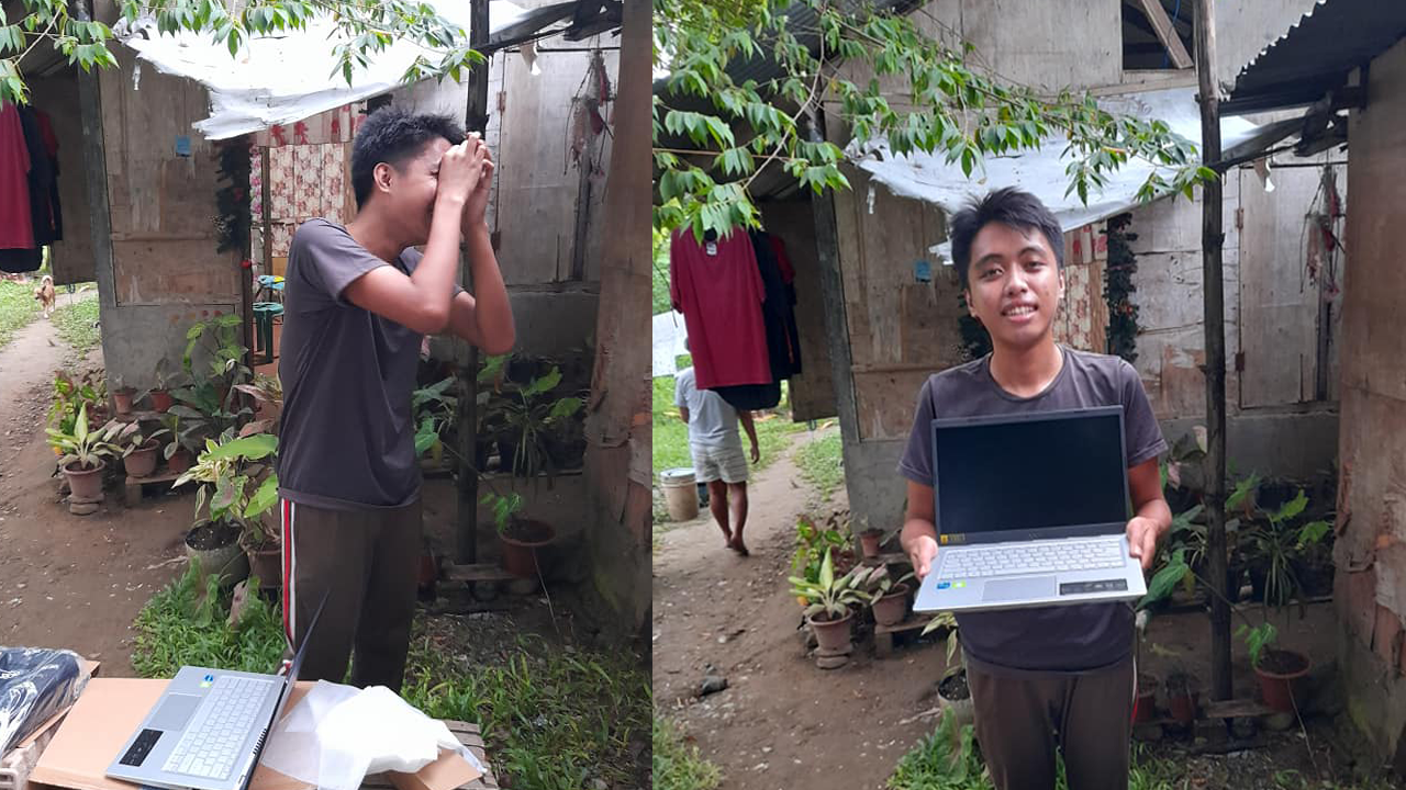 Grateful Student Becomes Emotional After Receiving Laptop from Teacher