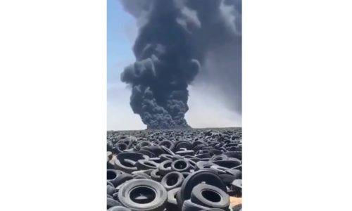 Largest Tire Graveyard On The Planet On Fire (Video)