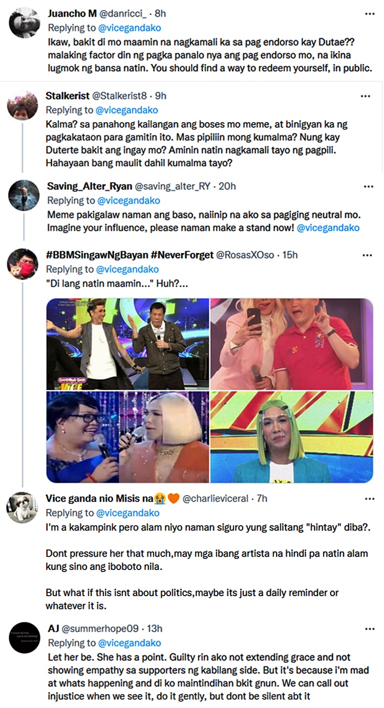 Vice Ganda ‘Konting kalma' Post Elicits Opposing Political Reactions