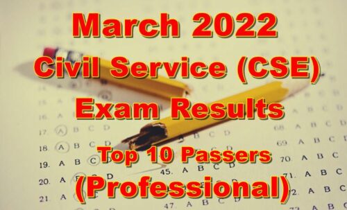 Civil Service Exam Result March 2022 – Top 10 Passers (Professional Level)