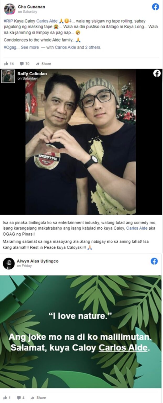 Caloy Ogag Alde Dies: Comedian's Wife, Friends in Showbiz Mourn