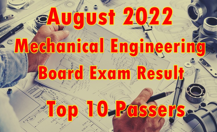 Mechanical Engineering Board Exam Result August 2022 – Top 10 Passers