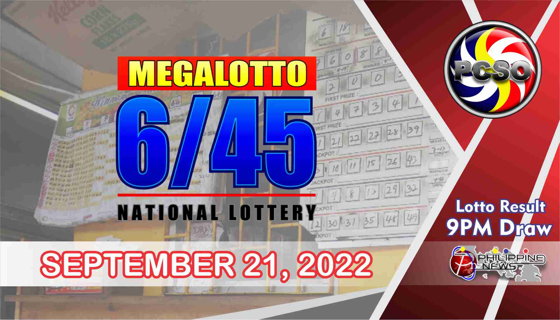6/45 LOTTO RESULT Today, Wednesday, September 21, 2022 - Official PCSO ...