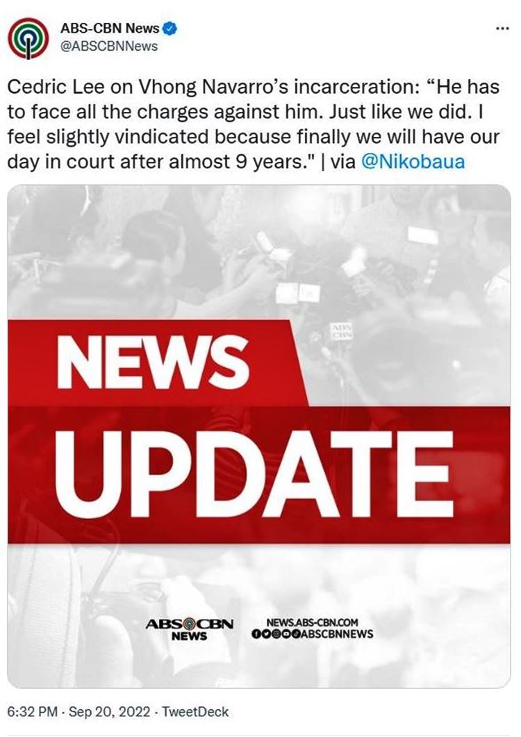 Vhong Navarro Detained, Cedric Lee Has This Statement