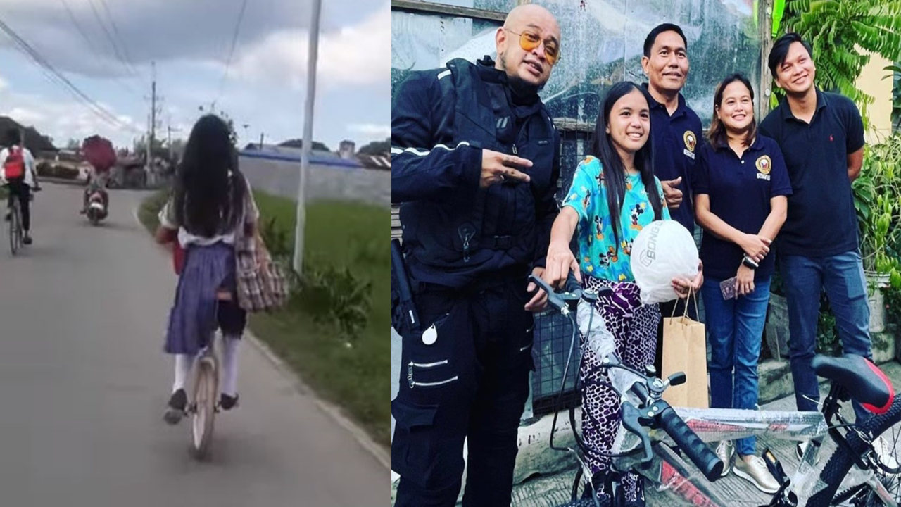 Student Riding Unicycle to School Received Bicycle from Bong Go