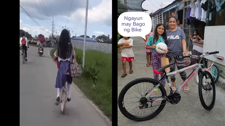 Sen. Bong Go Gives Brand New Bike to Lady Student Using Unicycle