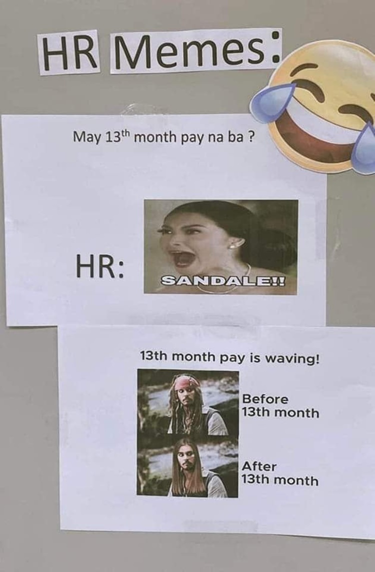 Male Employee Shares Photo of HR Memes About 13th Month Pay Posted in ...