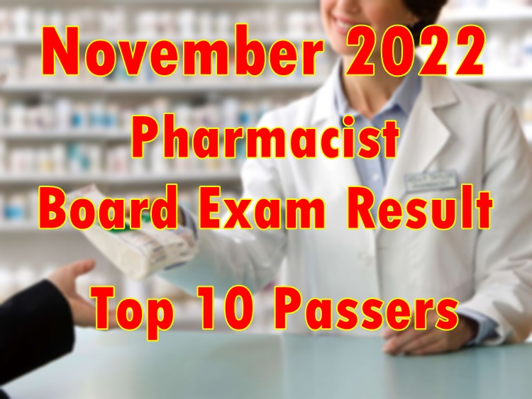 Pharmacist Board Exam Result November 2022 – Top 10 Passers