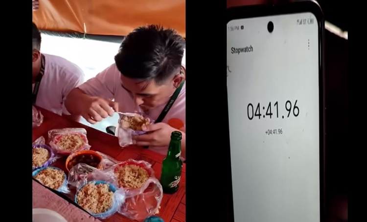 Strong Guy Eats 5 Extra Rice In Less Than 5 Minutes “Nilulunok lang”
