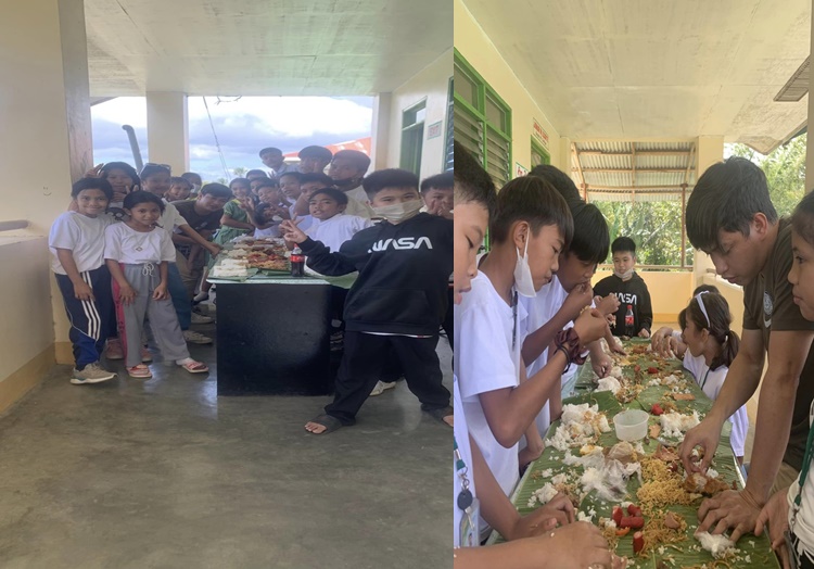 Male Teacher Shares Boodle Fight Lunch w/ Students