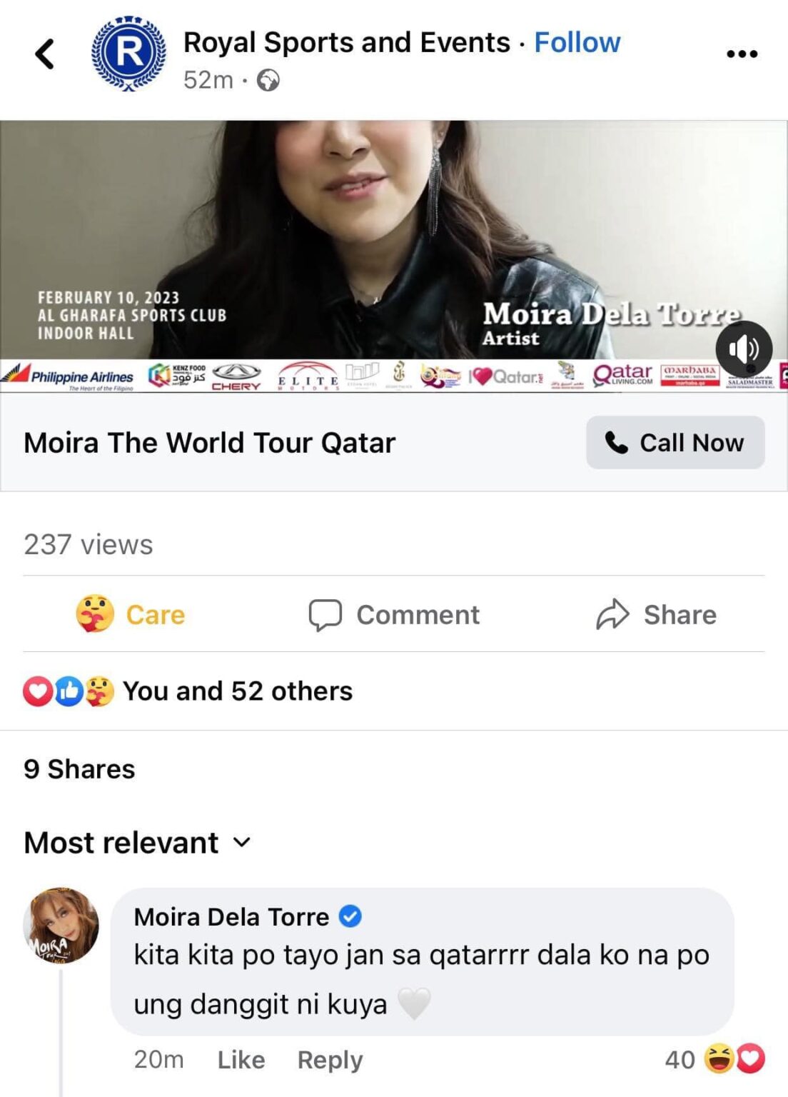 Moira Dela Torre Finally Gives “Danggit” Pasabuy by a Fan in Qatar